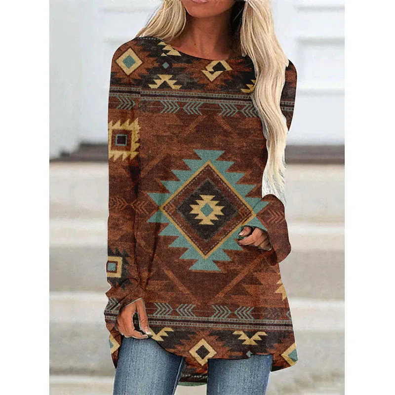 Western Style Womens Long Sleeve Burgandy Southwestern Top - New Texas ...